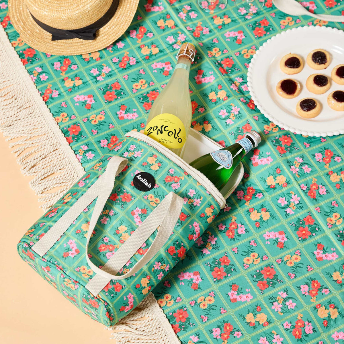 Wine Cooler - Vintage Patch – Eggplant & Poppy ~ Unique + Quirky Gifts