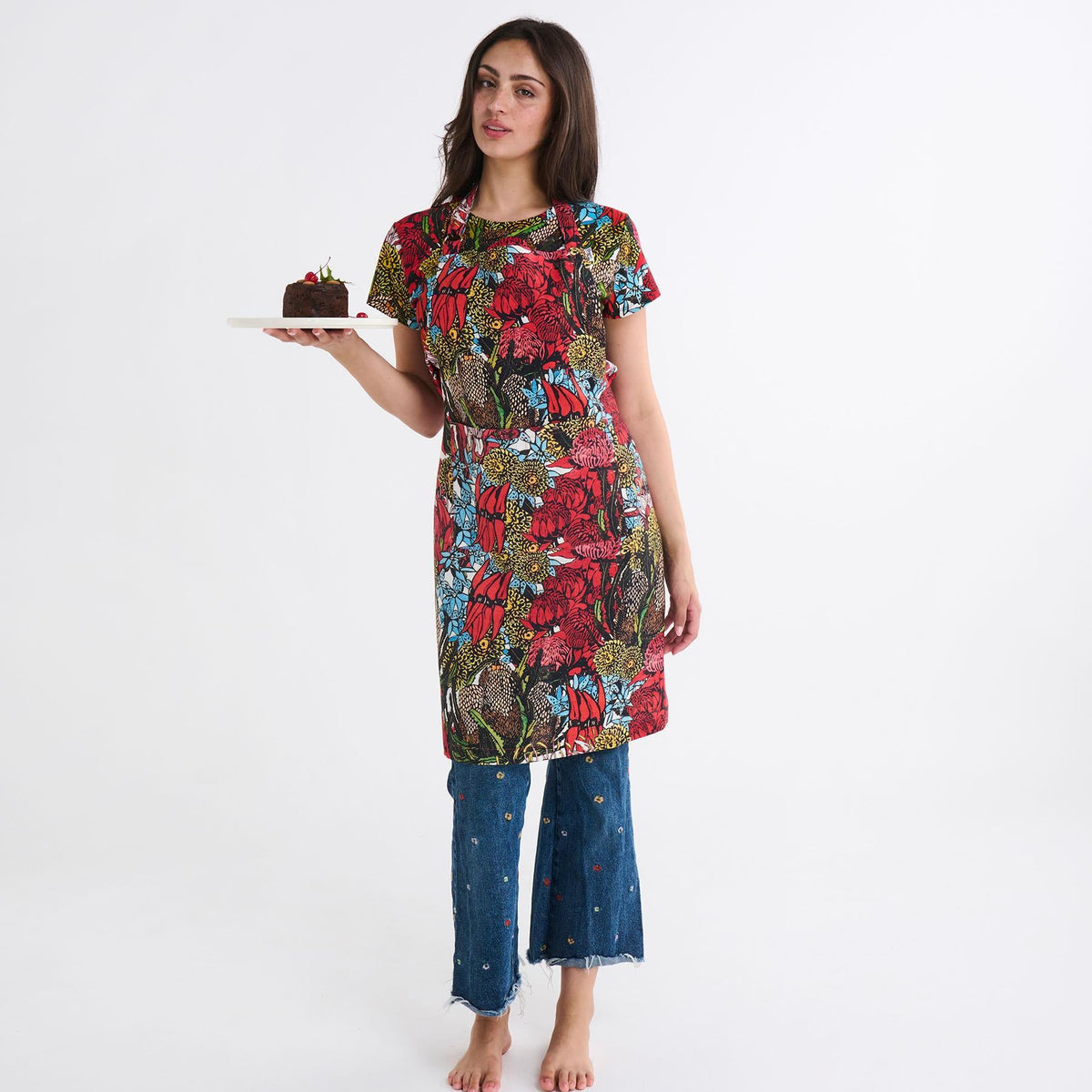 Margaret Preston Apron - Bush Natives – Eggplant & Poppy ~ Unique + Quirky Gifts