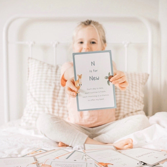 A-Z Mindful Affirmation Cards – Eggplant & Poppy ~ Unique + Quirky Gifts