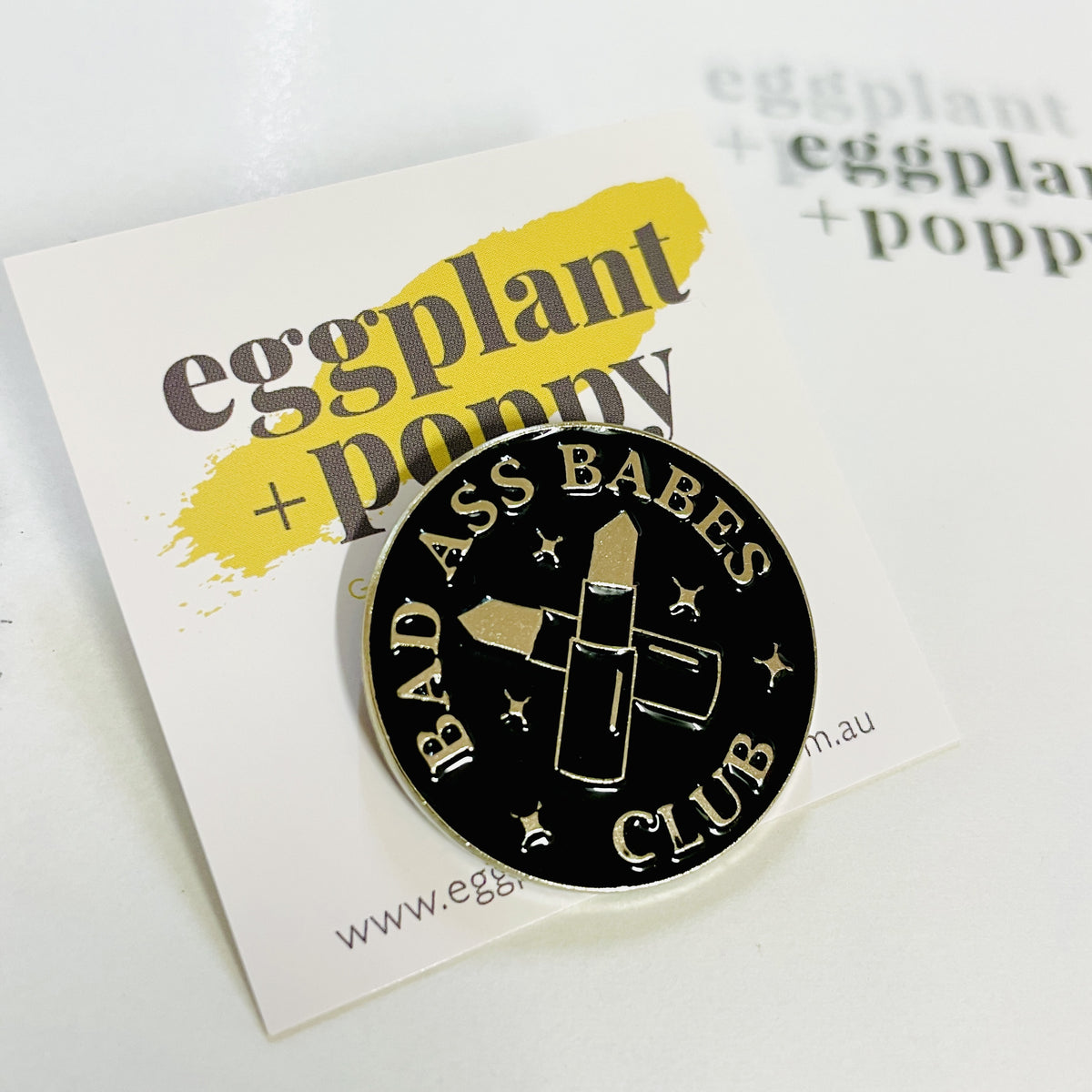 Enamel Pin - Bad Ass Babes Club – Eggplant & Poppy ~ Unique + Quirky Gifts