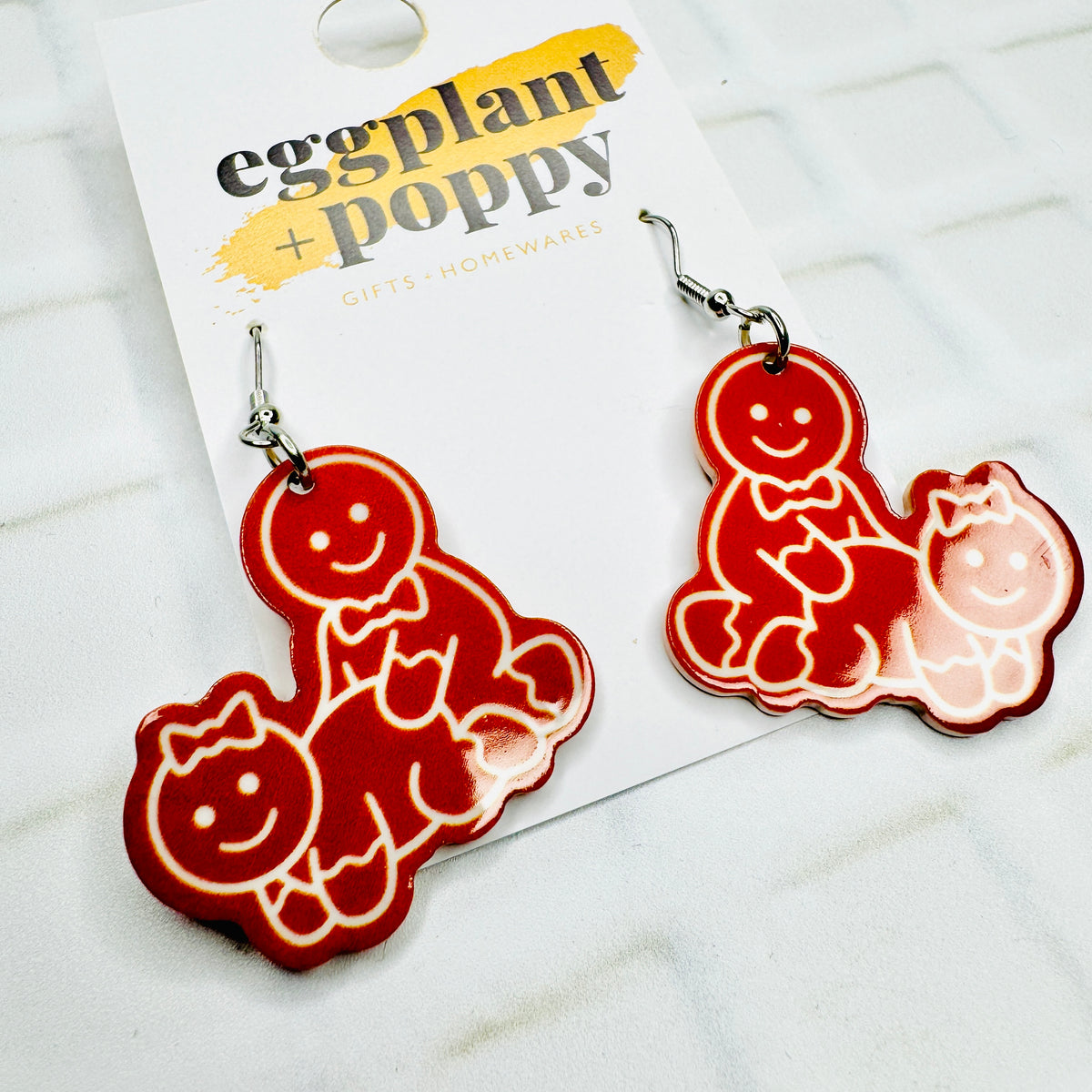 Naughty Gingerbread Earrings – Eggplant & Poppy ~ Unique + Quirky Gifts