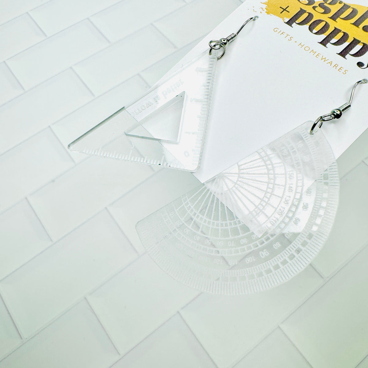 Protractor Earrings – Eggplant & Poppy ~ Unique + Quirky Gifts