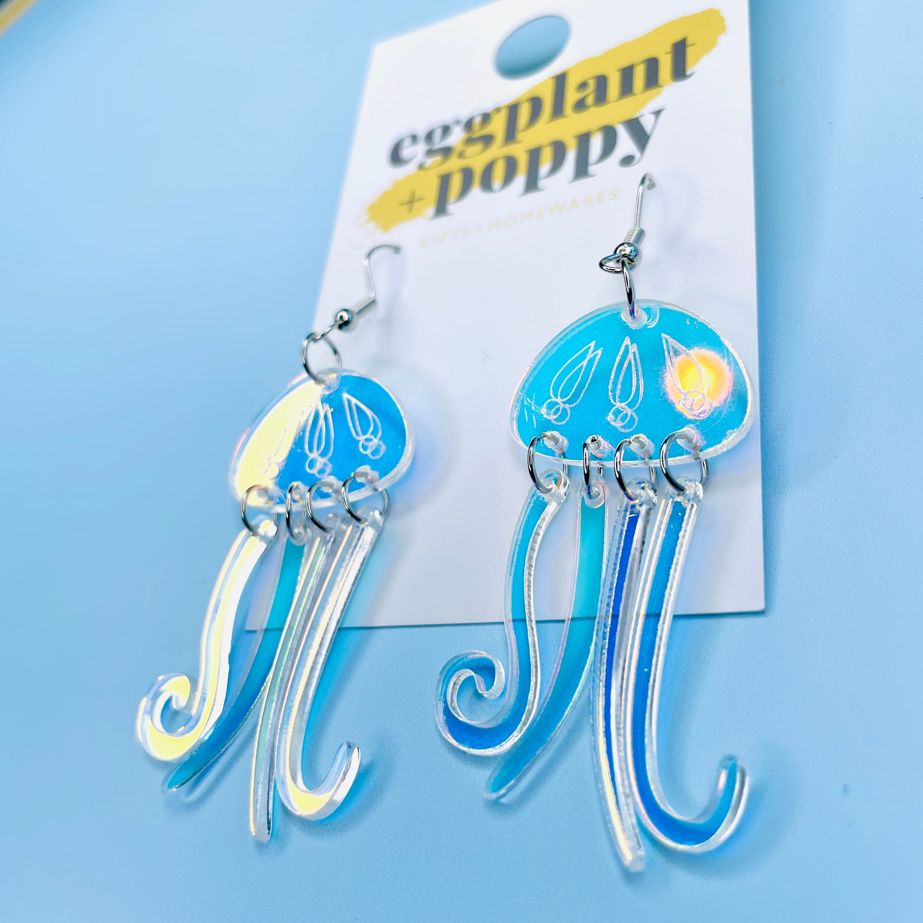 Jellyfish Drop Earrings – Eggplant & Poppy ~ Unique + Quirky Gifts
