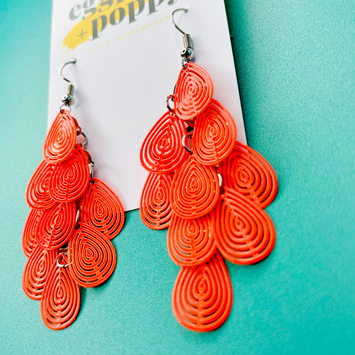 Orange Tear Drop Earrings – Eggplant & Poppy ~ Unique + Quirky Gifts