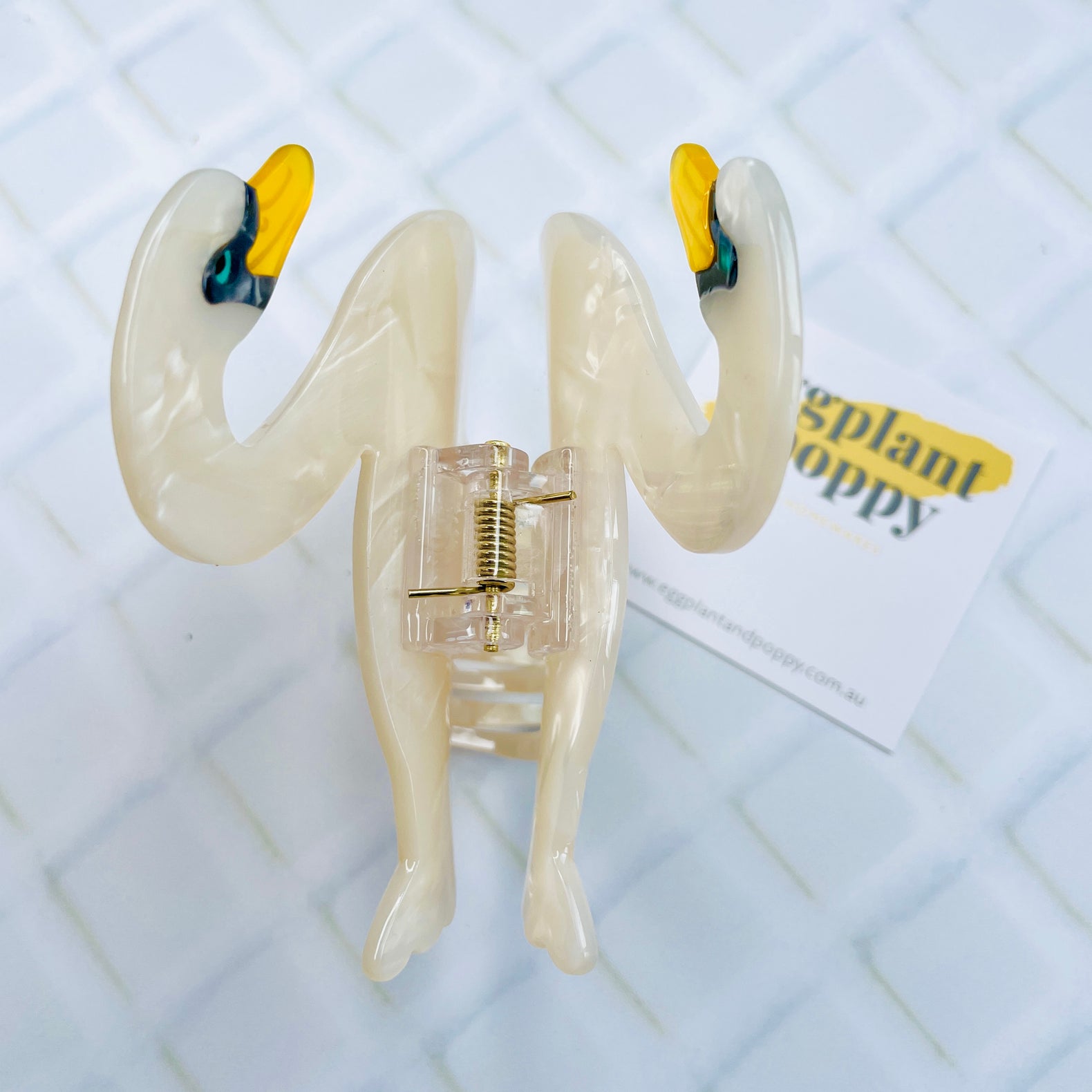 Swan Hair Clip – Eggplant & Poppy ~ Unique + Quirky Gifts