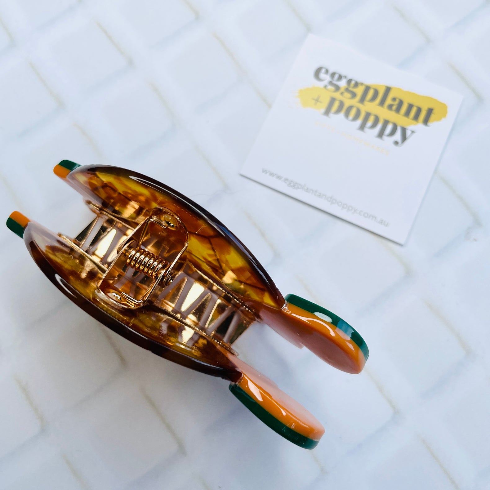 Turtle Hair Clip – Eggplant & Poppy ~ Unique + Quirky Gifts