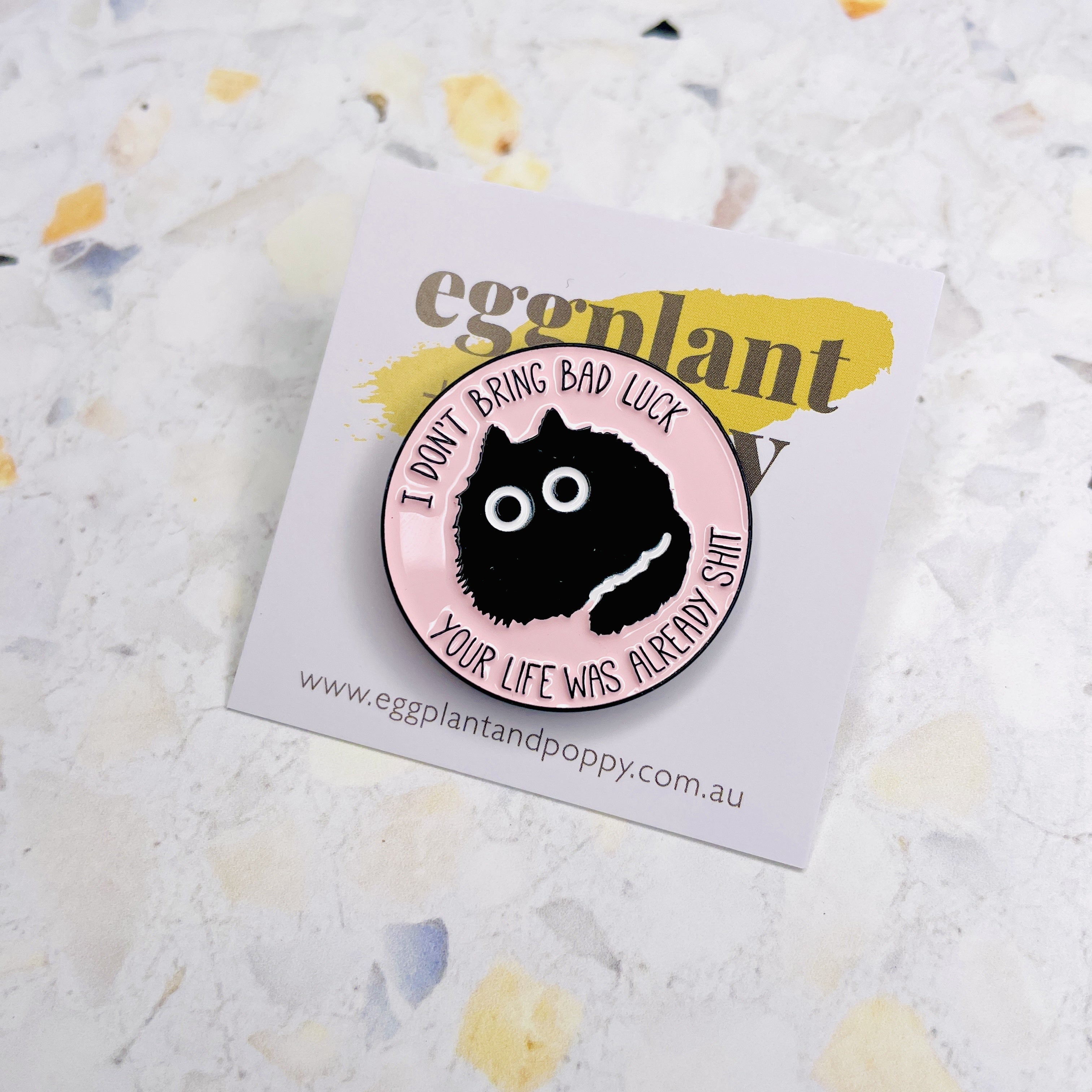 Fun Enamel Pins – Eggplant & Poppy ~ Unique + Quirky Gifts