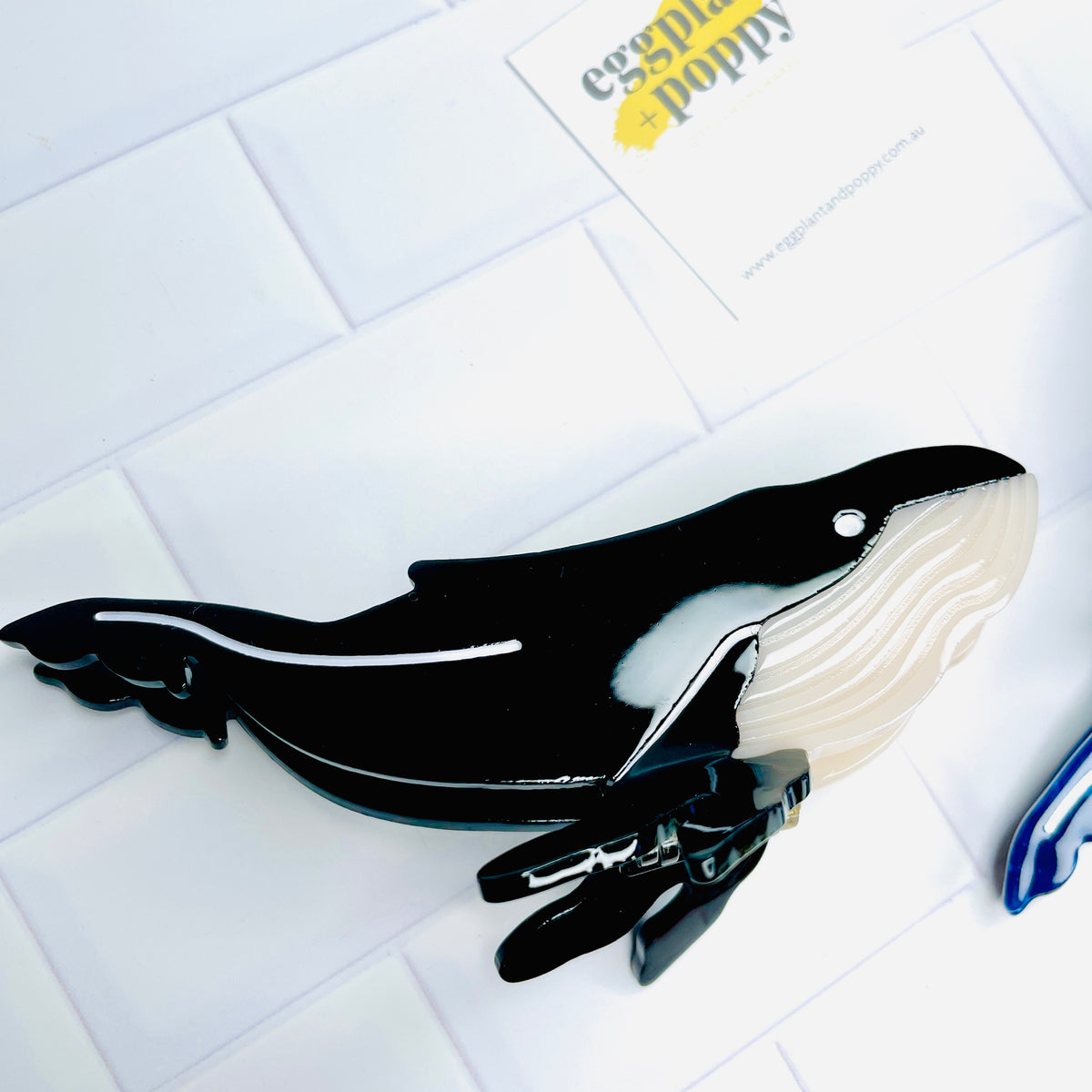 Whale Hair Clip – Eggplant & Poppy ~ Unique + Quirky Gifts