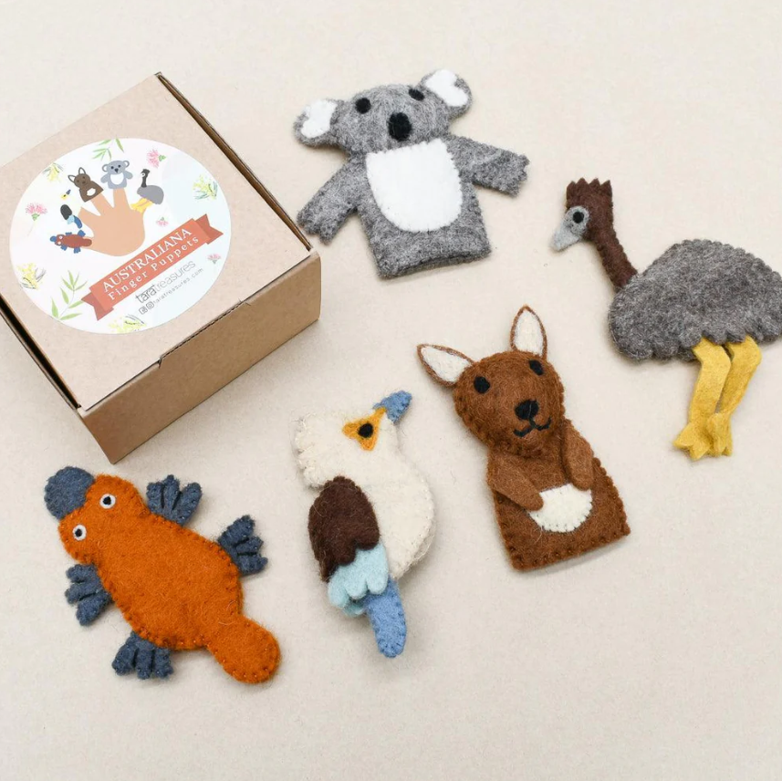 Finger Puppet Set - Australian Animals – Eggplant & Poppy ~ Unique ...