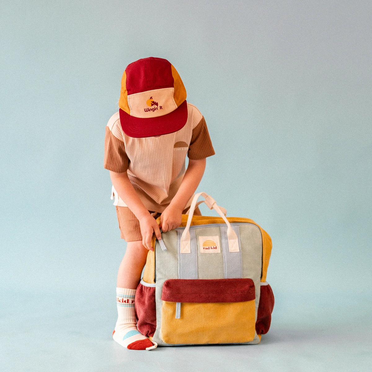 Corduroy Backpack - Reef – Eggplant & Poppy ~ Unique + Quirky Gifts