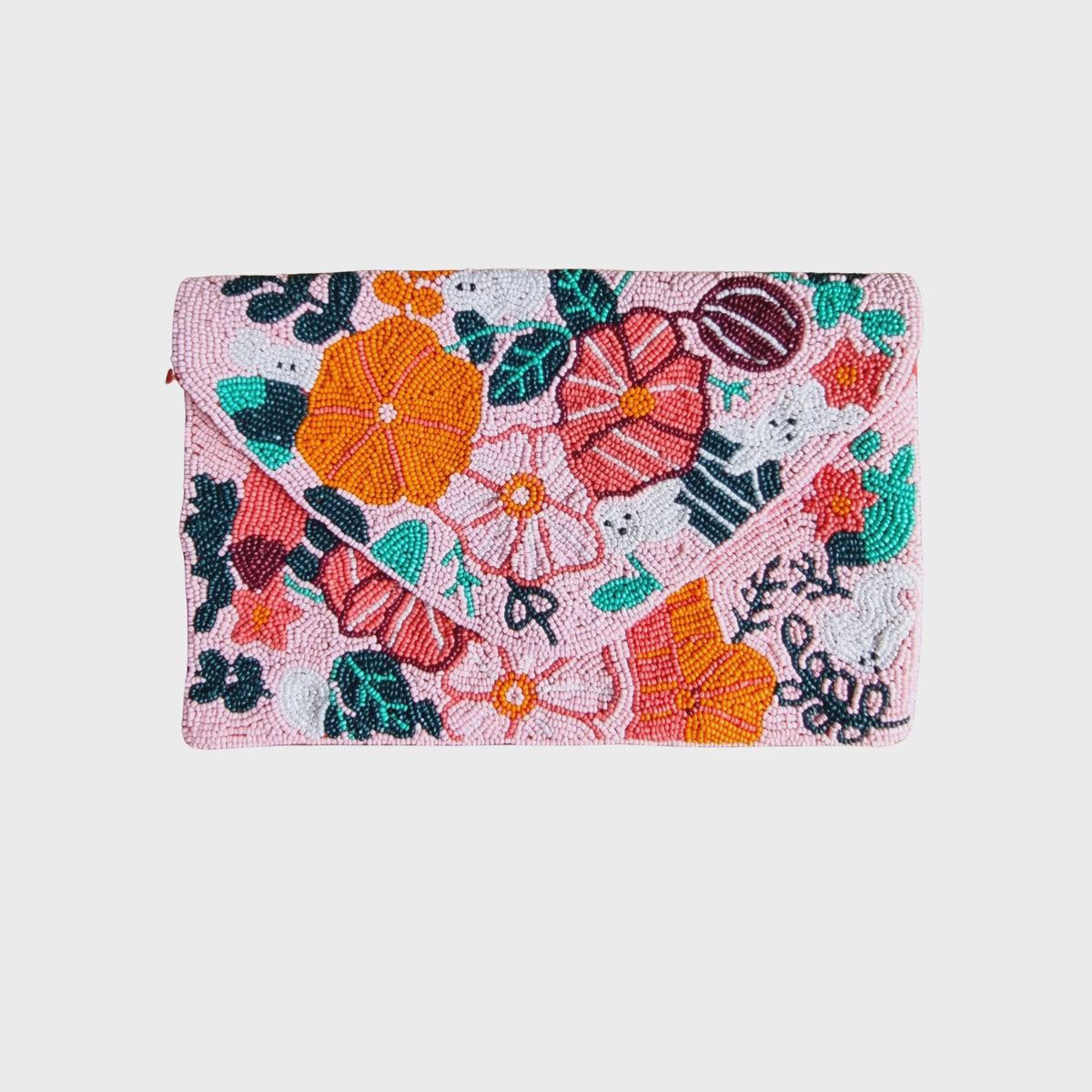Beaded Clutch - Spring – Eggplant & Poppy ~ Unique + Quirky Gifts