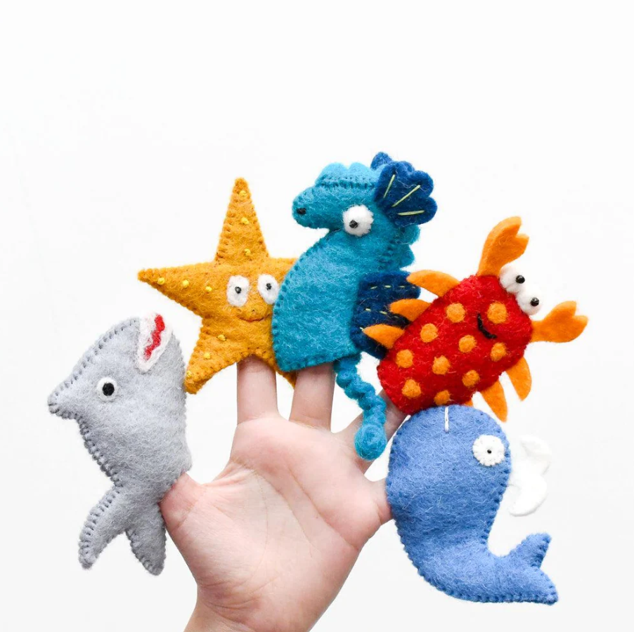 Finger Puppet Set - Ocean & Sea Creatures – Eggplant & Poppy ~ Unique ...