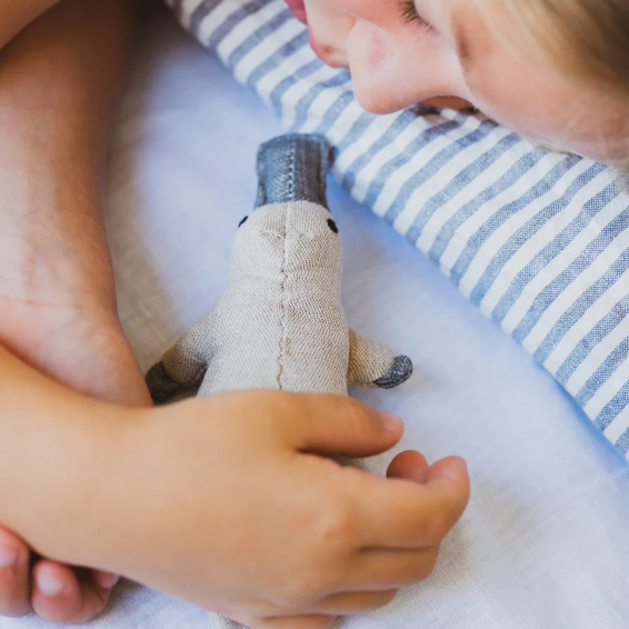 Mini Pete the Platypus Rattle – Eggplant & Poppy ~ Unique + Quirky Gifts
