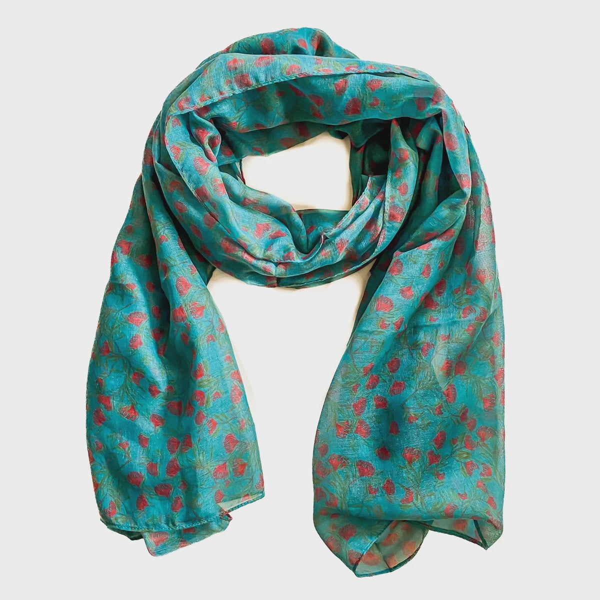 Tasmanian Waratah Scarf – Eggplant & Poppy ~ Unique + Quirky Gifts
