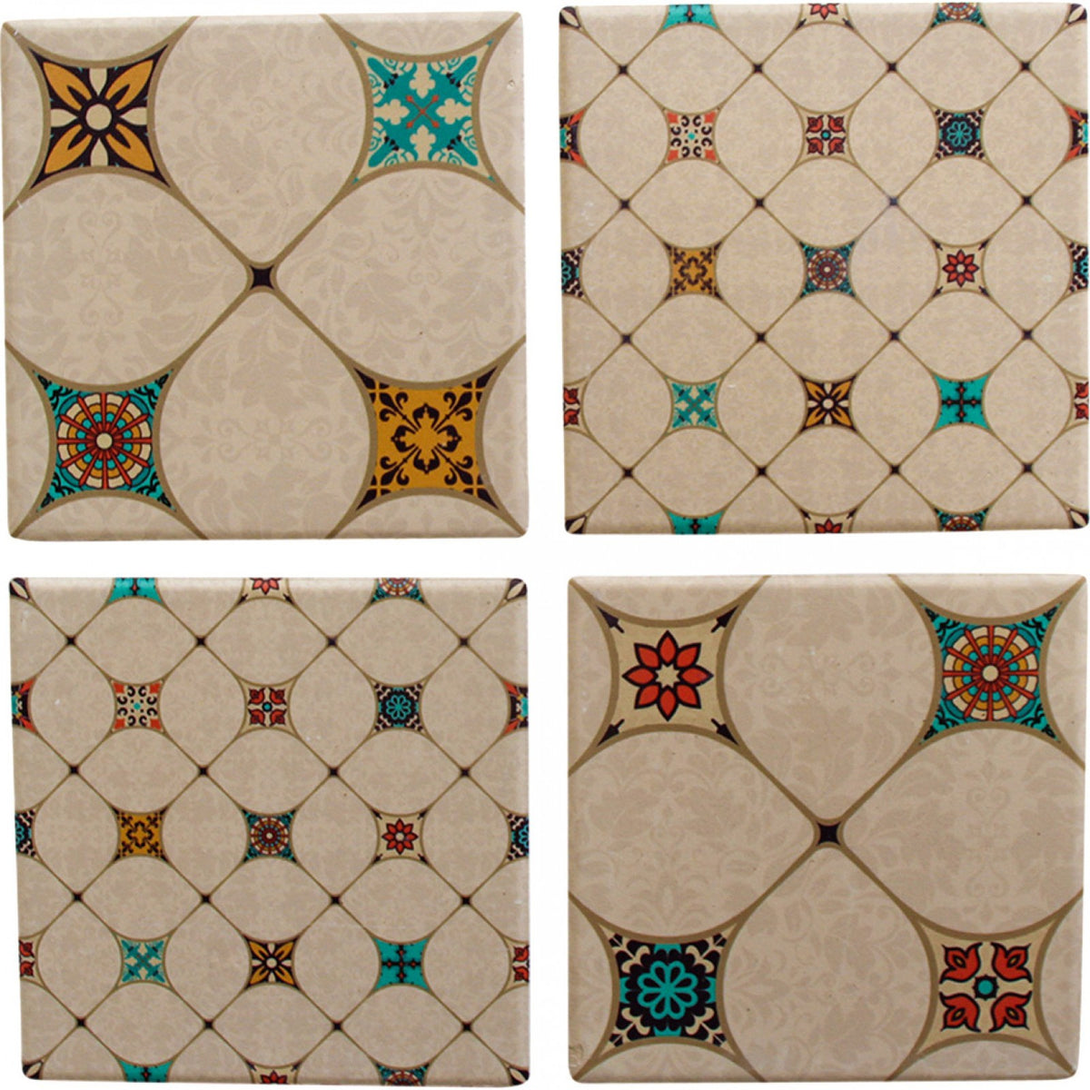 Ceramic Coasters - Spanish Tile – Eggplant & Poppy ~ Unique + Quirky Gifts