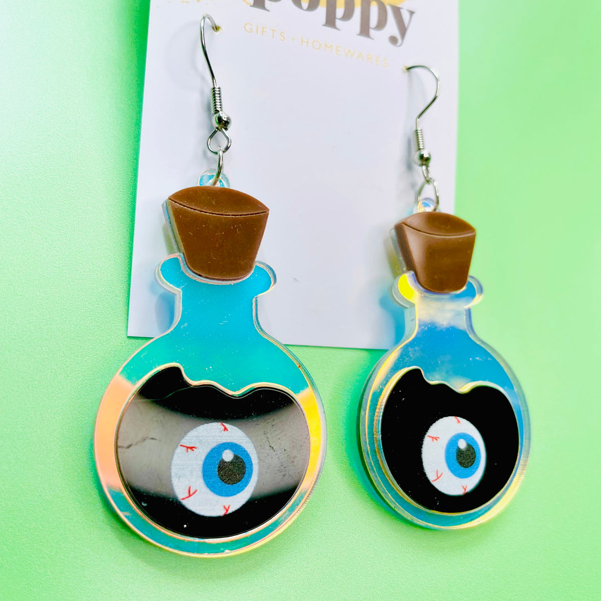 Eyeball Potion Earrings – Eggplant & Poppy ~ Unique + Quirky Gifts