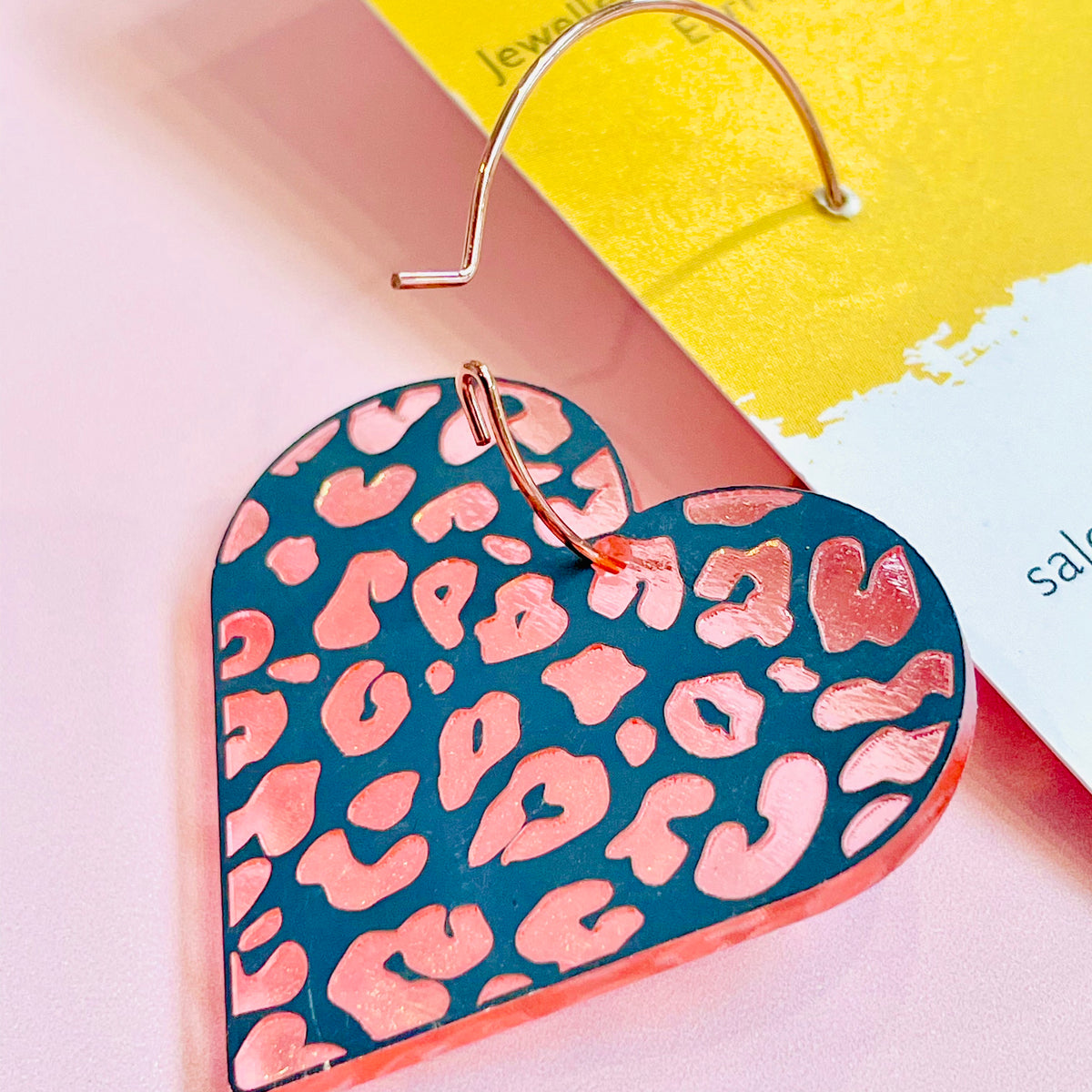Pink Leopard Heart Earrings – Eggplant & Poppy ~ Unique + Quirky Gifts