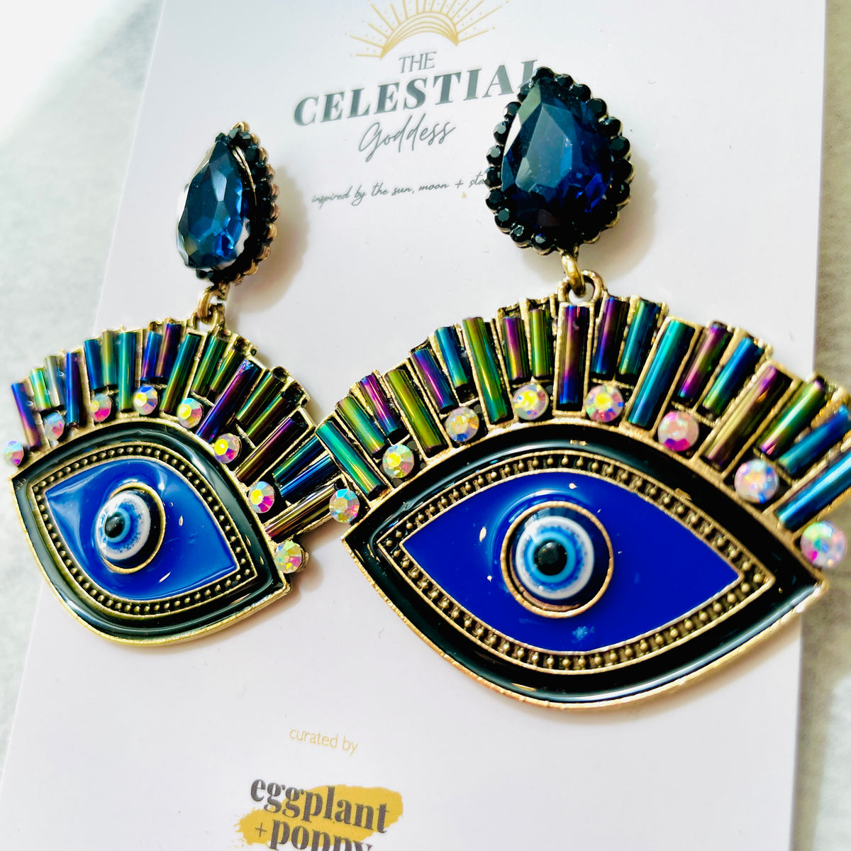 Royal Evil Eye Earrings – Eggplant & Poppy ~ Unique + Quirky Gifts