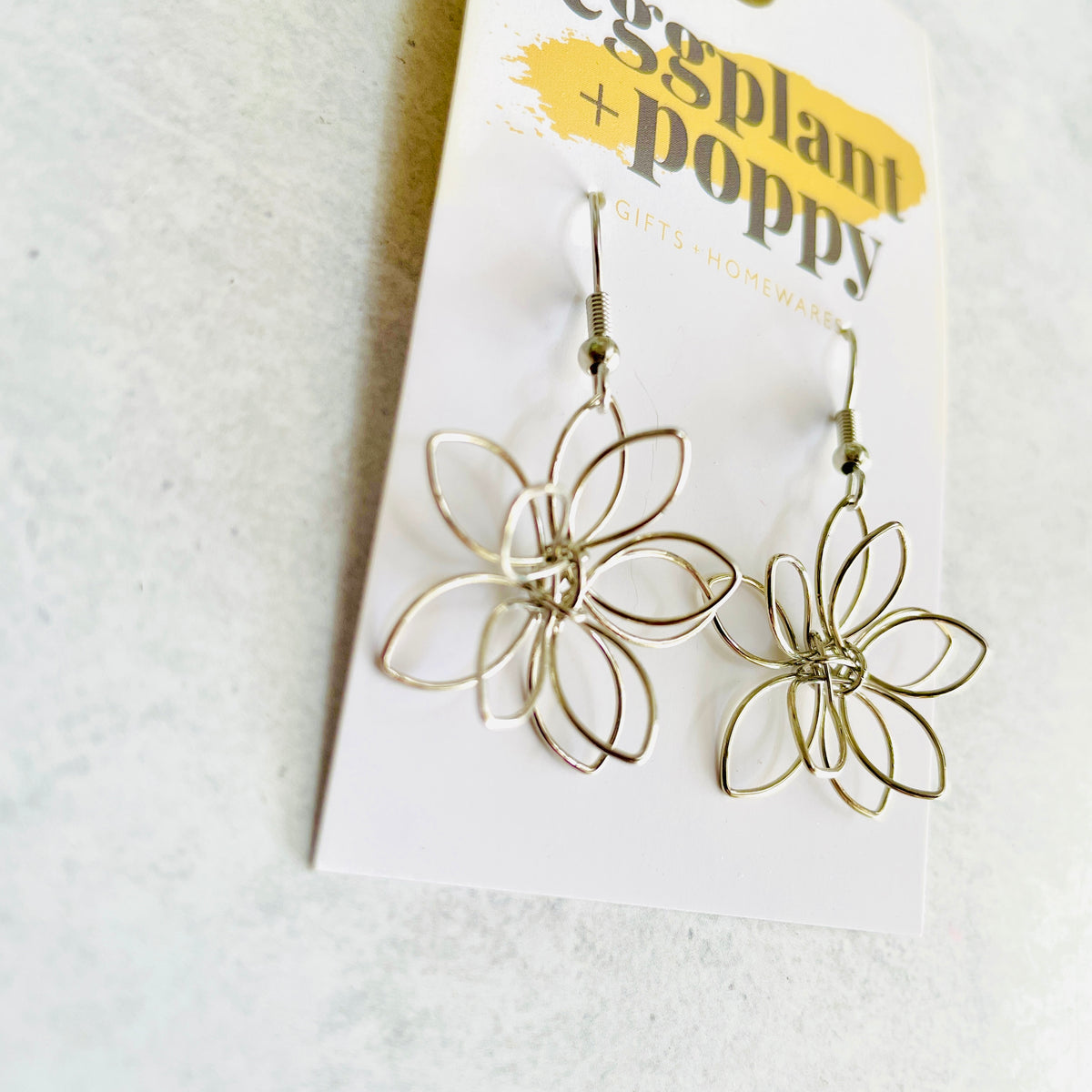 Wired Flower Earrings – Eggplant & Poppy ~ Unique + Quirky Gifts