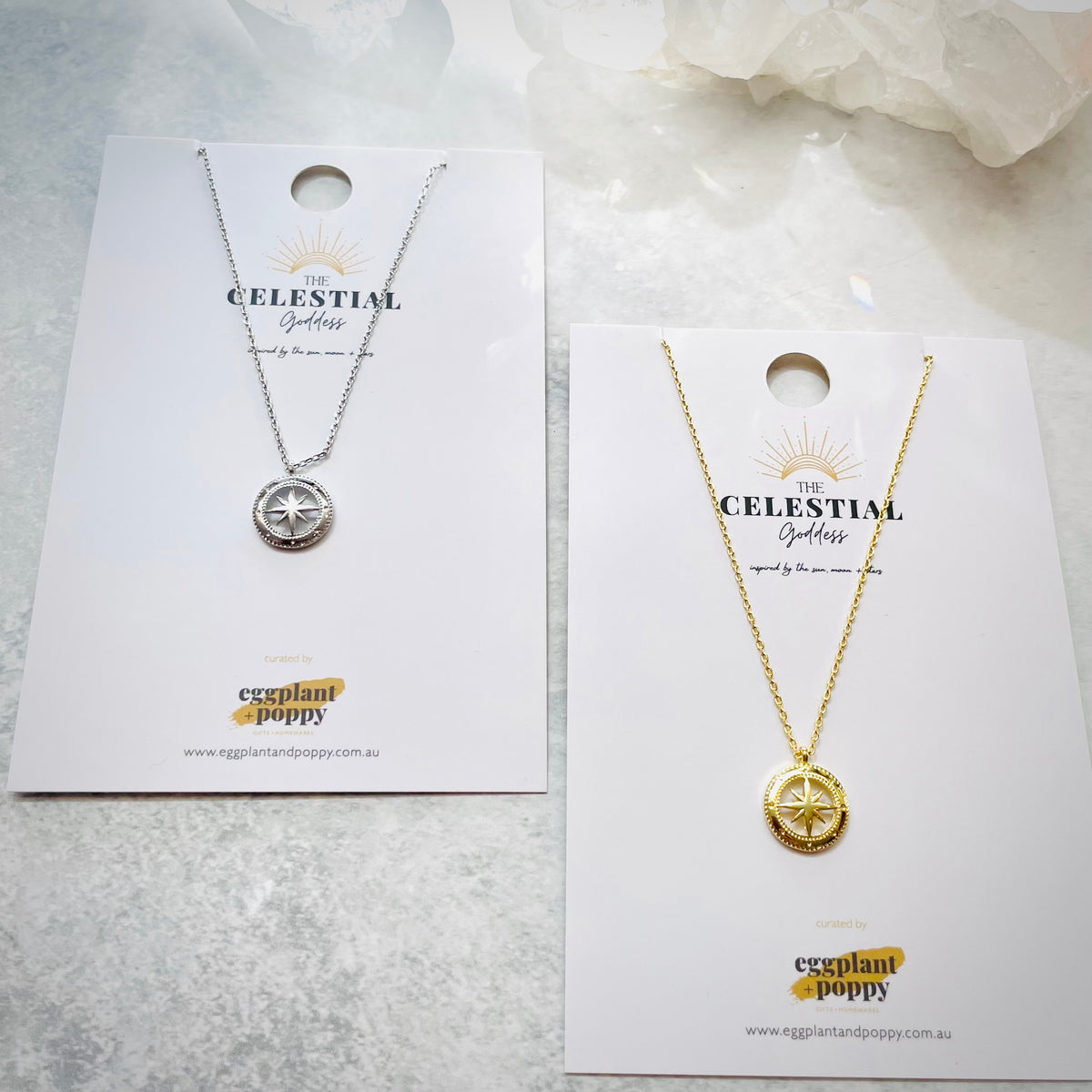 Necklace - Compass – Eggplant & Poppy ~ Unique + Quirky Gifts