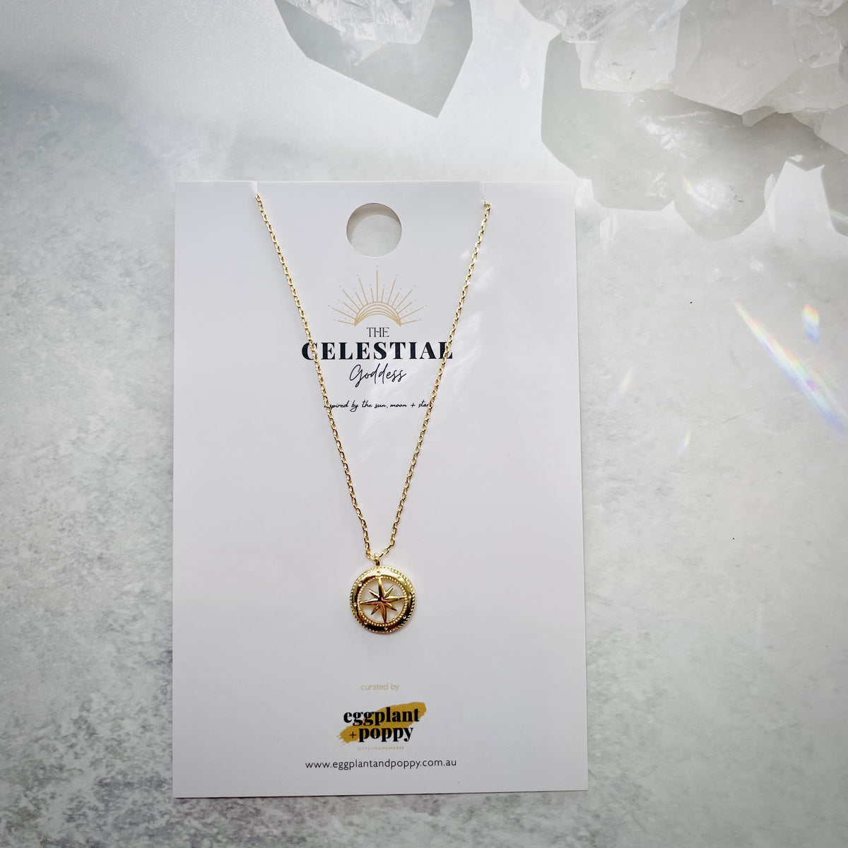 Necklace - Compass – Eggplant & Poppy ~ Unique + Quirky Gifts