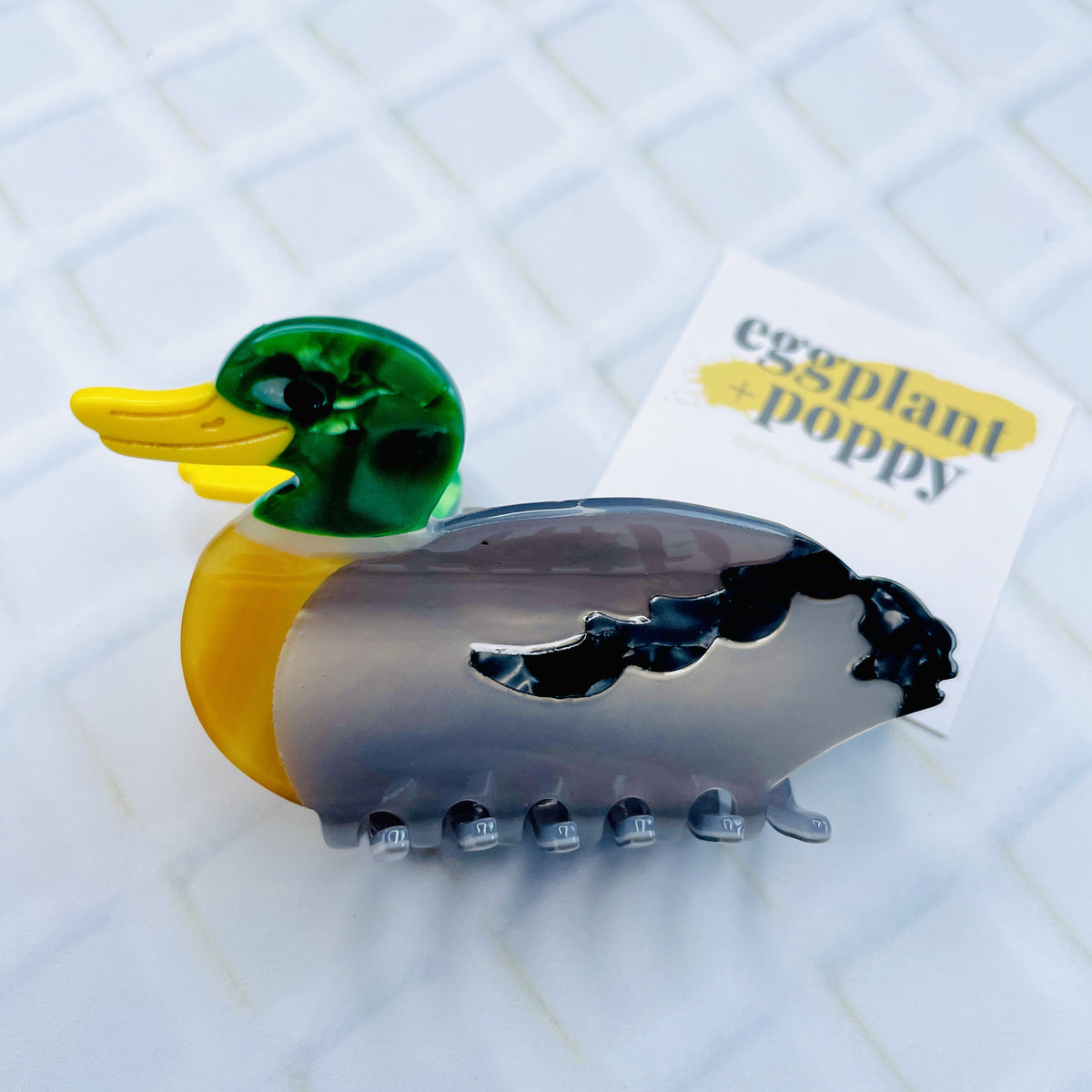 Duck Hair Clip – Eggplant & Poppy ~ Unique + Quirky Gifts
