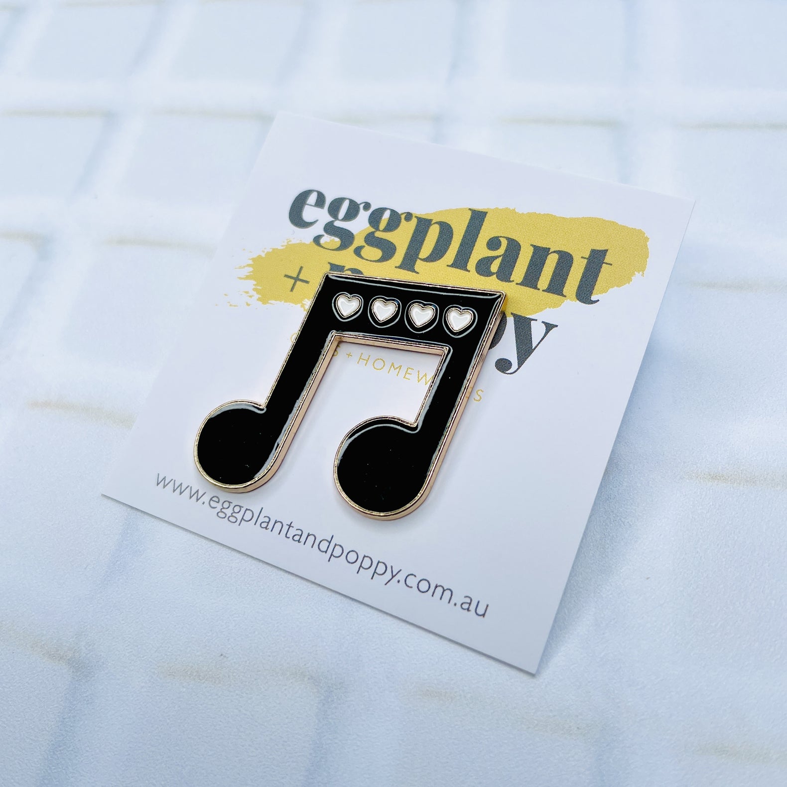 Enamel Pin - Music Note – Eggplant & Poppy ~ Unique + Quirky Gifts
