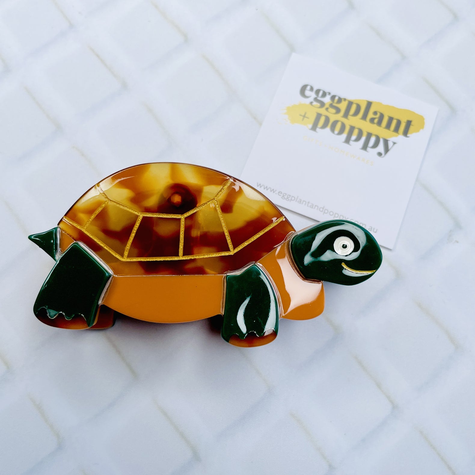 Turtle Hair Clip – Eggplant & Poppy ~ Unique + Quirky Gifts