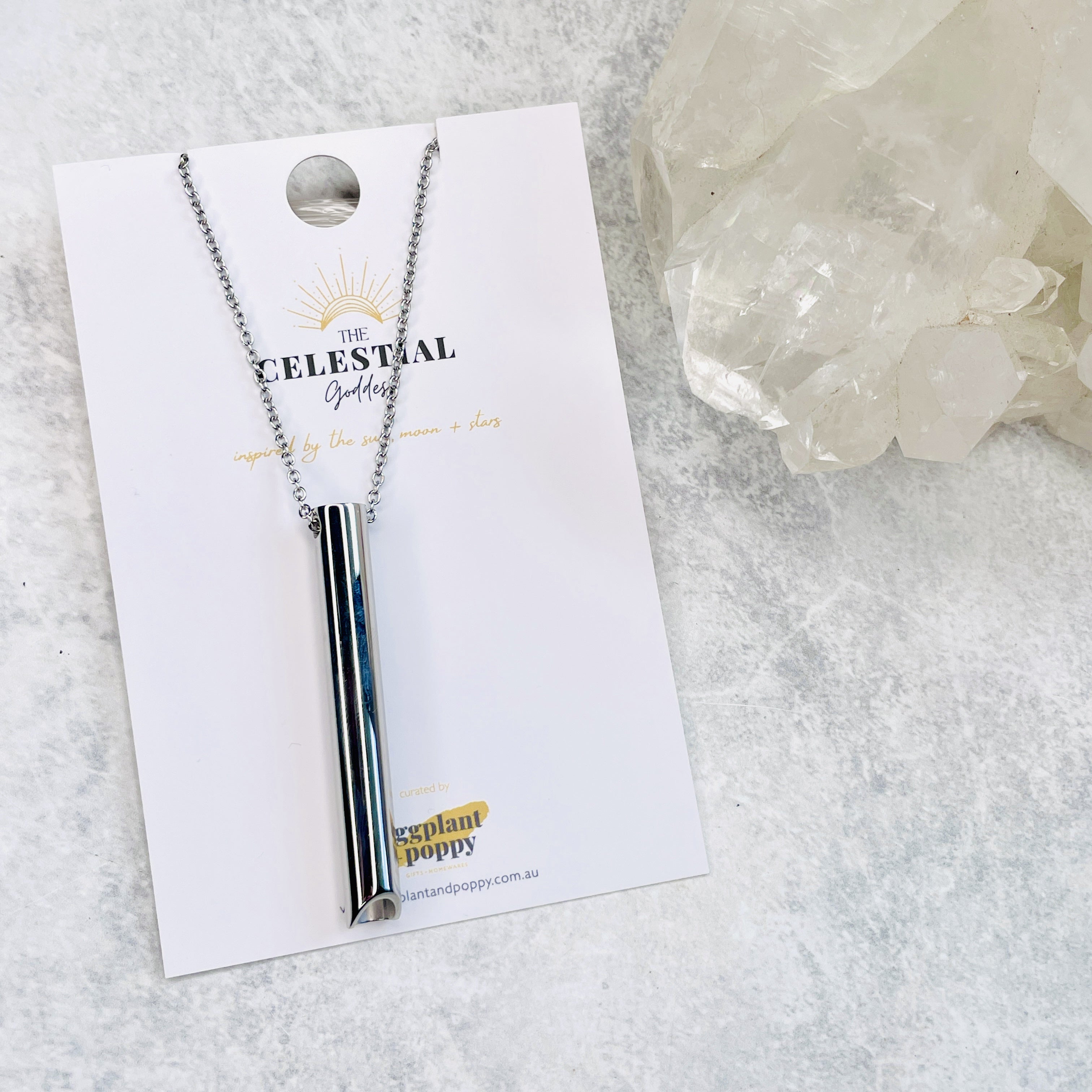 Mindfulness Breath Necklace – Eggplant & Poppy ~ Unique + Quirky Gifts