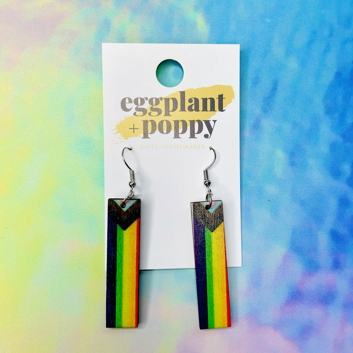 Pride Flag Earrings – Eggplant & Poppy ~ Unique + Quirky Gifts