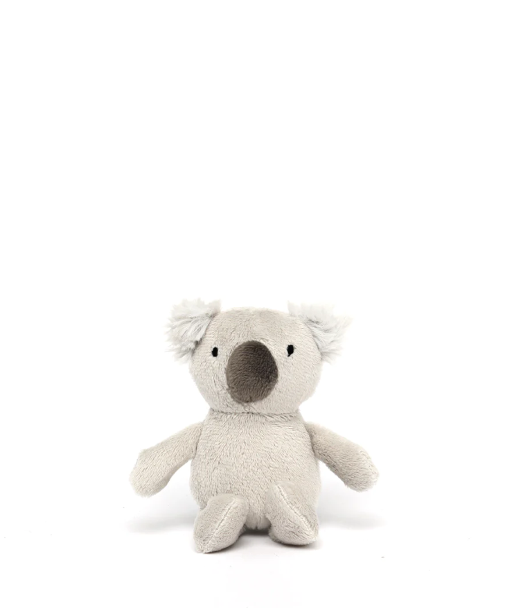 Mini Caz the Cuddly Koala Rattle – Eggplant & Poppy ~ Unique + Quirky Gifts