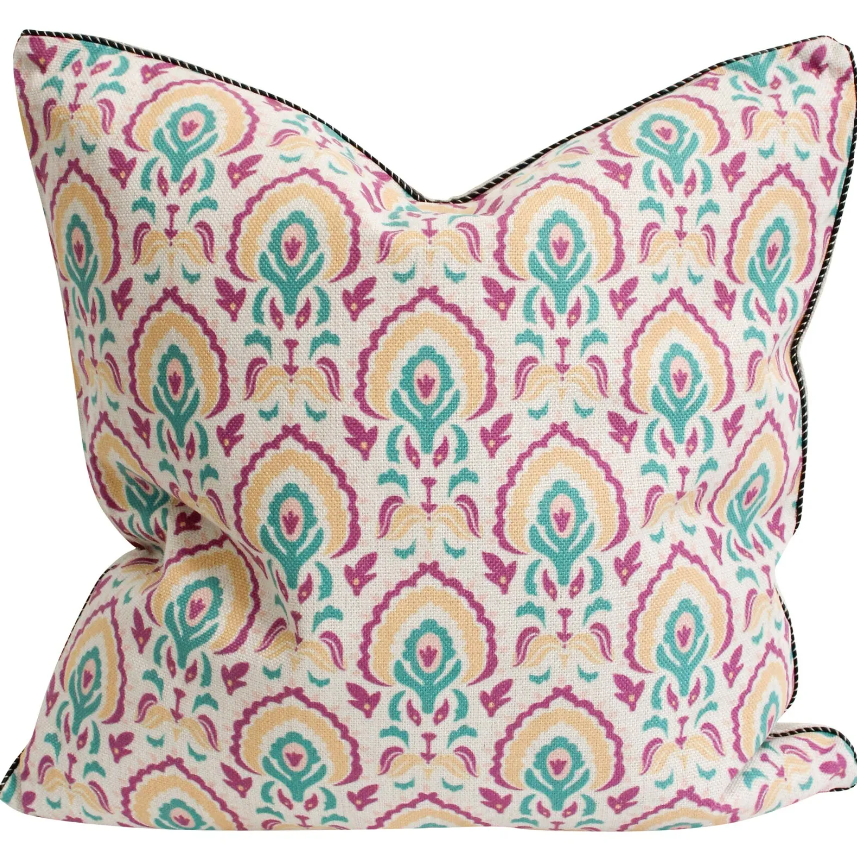 Cushion - Buta Leaf – Eggplant & Poppy ~ Unique + Quirky Gifts
