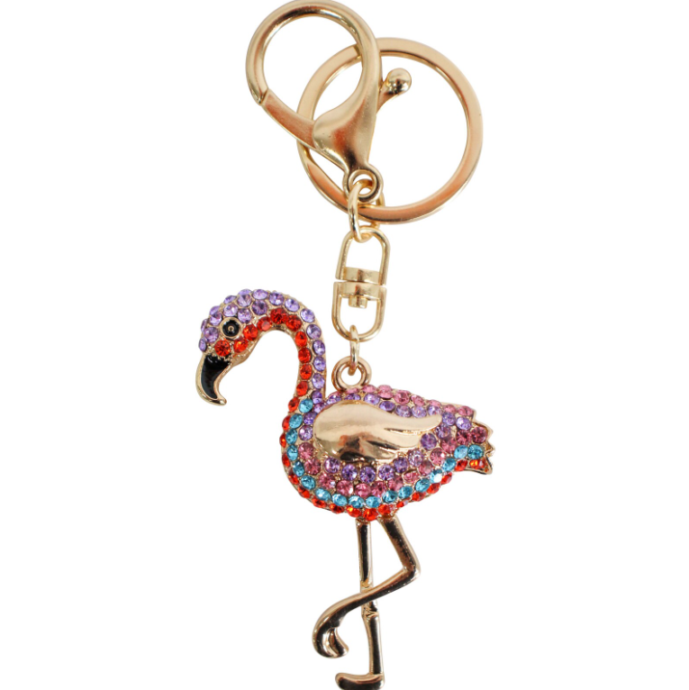 Keyring - Flamingo – Eggplant & Poppy ~ Unique + Quirky Gifts