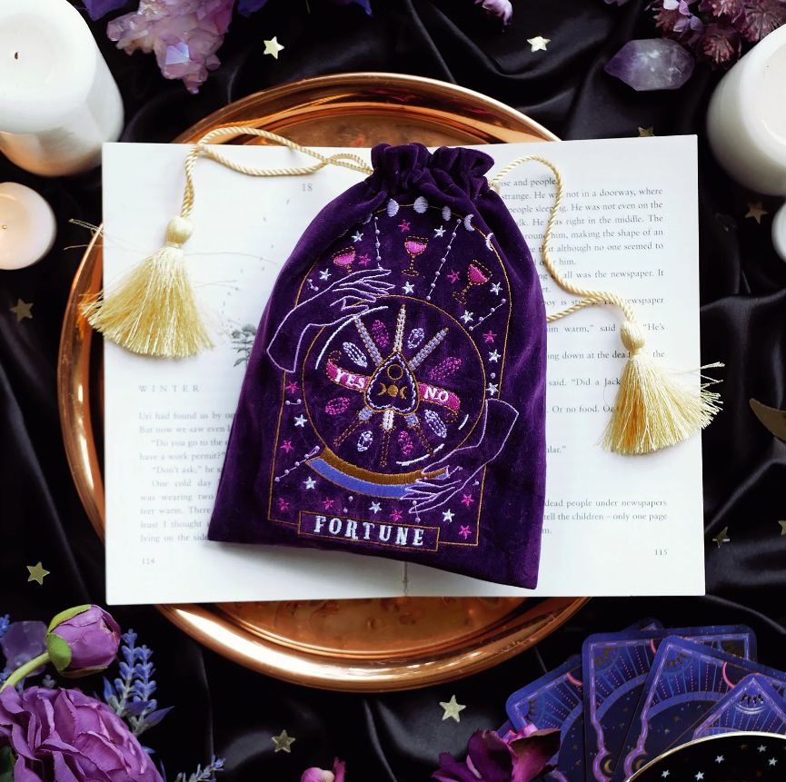 Good Fortune Tarot Deck Pouch – Eggplant & Poppy ~ Unique + Quirky Gifts