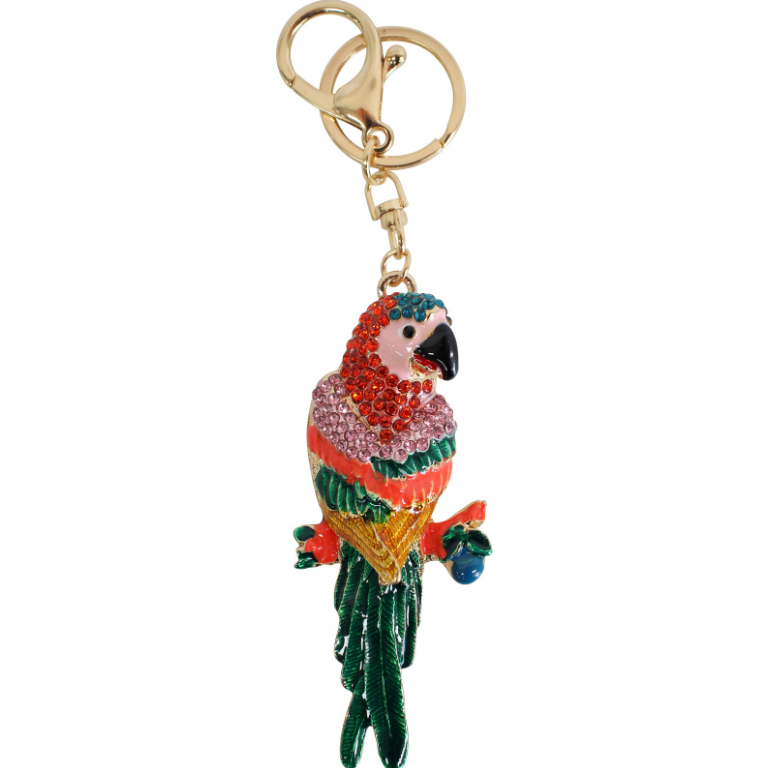 Keyring - Parrot – Eggplant & Poppy ~ Unique + Quirky Gifts